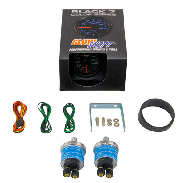 GlowShift Gauges Black 7 Color Dual Needle Air Pressure Gauge | GS-C713 ...