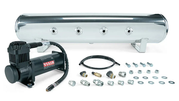 Air Lift 4 Gal. 7-Port Polished Tank w/ Viair 444c Black Compressor ...