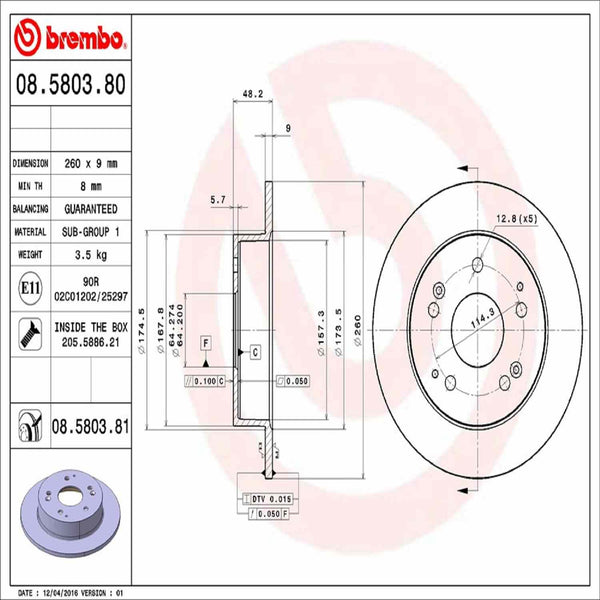 Brembo OE 97-98 Acura Integra/00-01 Integra/02-06 RSX Rear Prem UV Coat ...