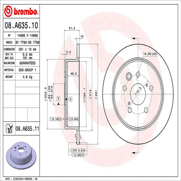 Brembo OE Rear Brake Kit (Prem NAO Ceramic Pads/Prem UV Coat Rotors ...