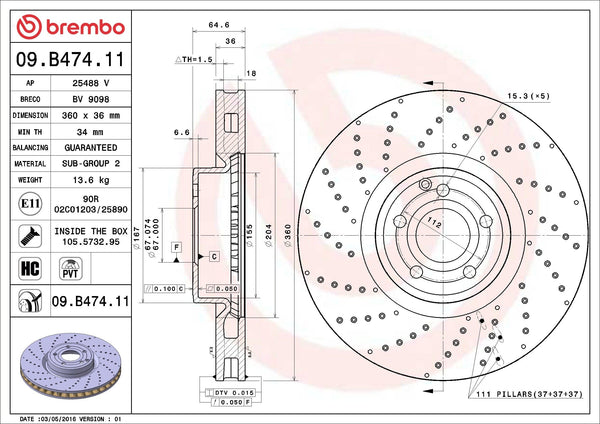 Brembo OE Front Brake Kit (Prem LowMet Pads/Prem UV Coat Rotors) - 19 ...