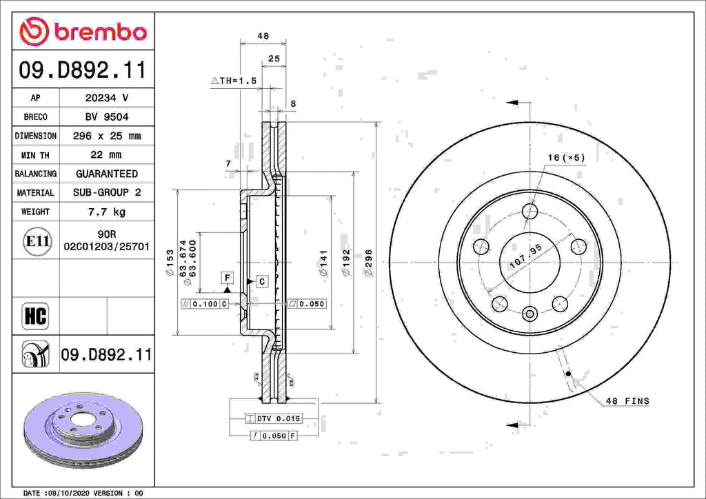 Brembo OE 19-20 Porsche Cayenne/17-22 Porsche Panamera Front UV Coat ...