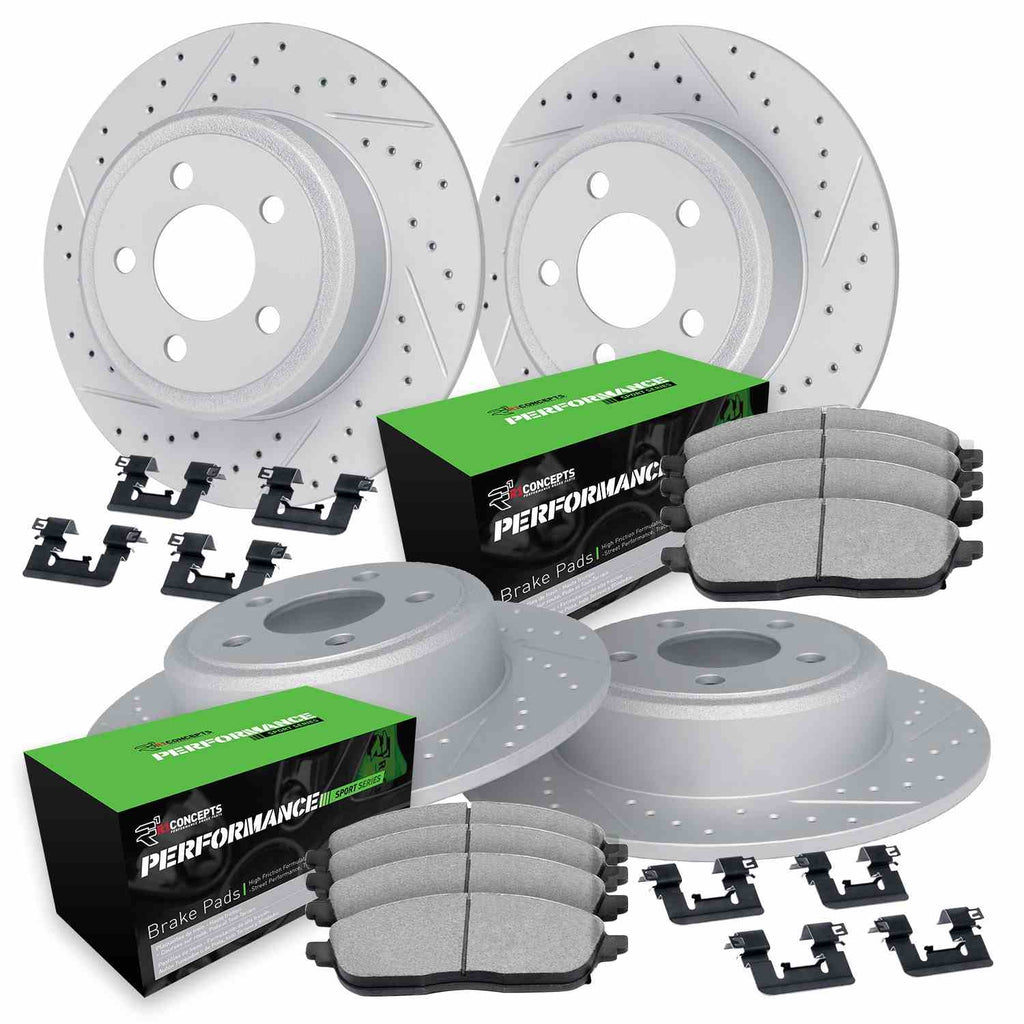 R1 Concepts 07-15 BMW 335d Front & Rear Drill/Slot Carbon Coated Rotor ...