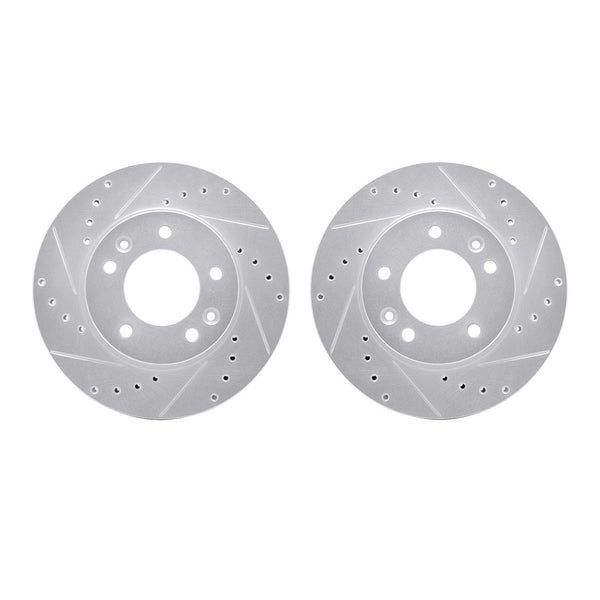 R1 Concepts 86-91 Mazda RX-7 Front Drilled & Slotted Silver Brake Rotor ...