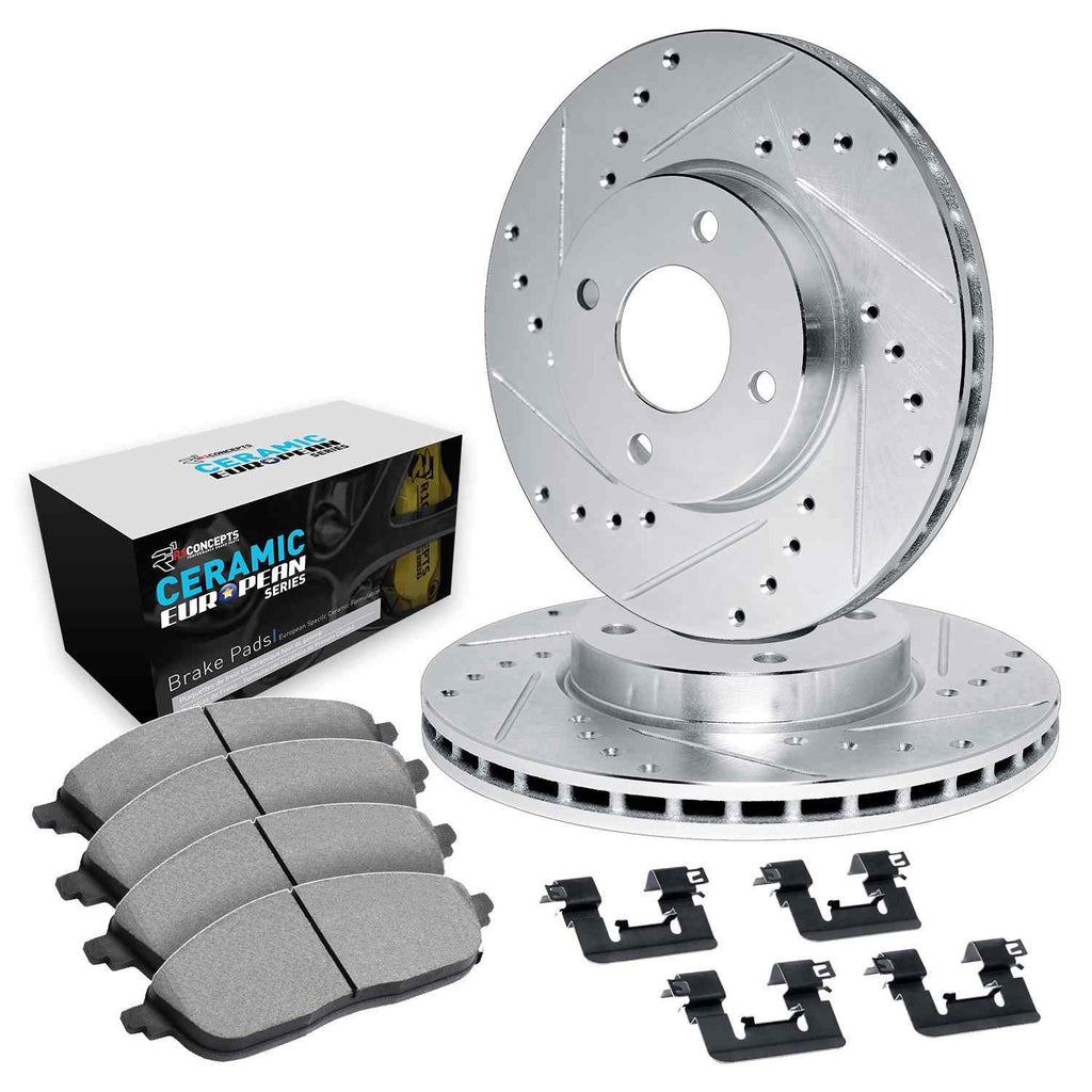 R1 Concepts 07-15 Mini Cooper Front Drilled & Slotted Silver Brake ...