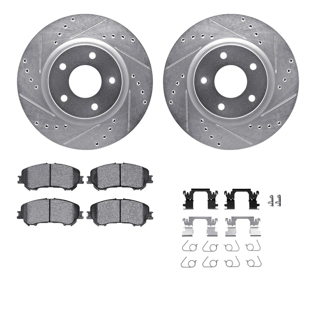 R1 Concepts 14-23 Nissan Rogue Front Drill/Slot Silver Rotors w/Euro ...