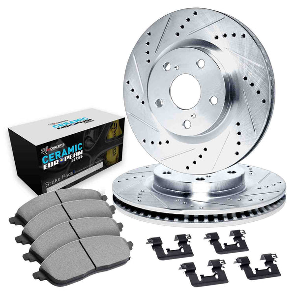 R1 Concepts 14-23 Nissan Rogue Front Drill/Slot Silver Rotors w/Euro ...