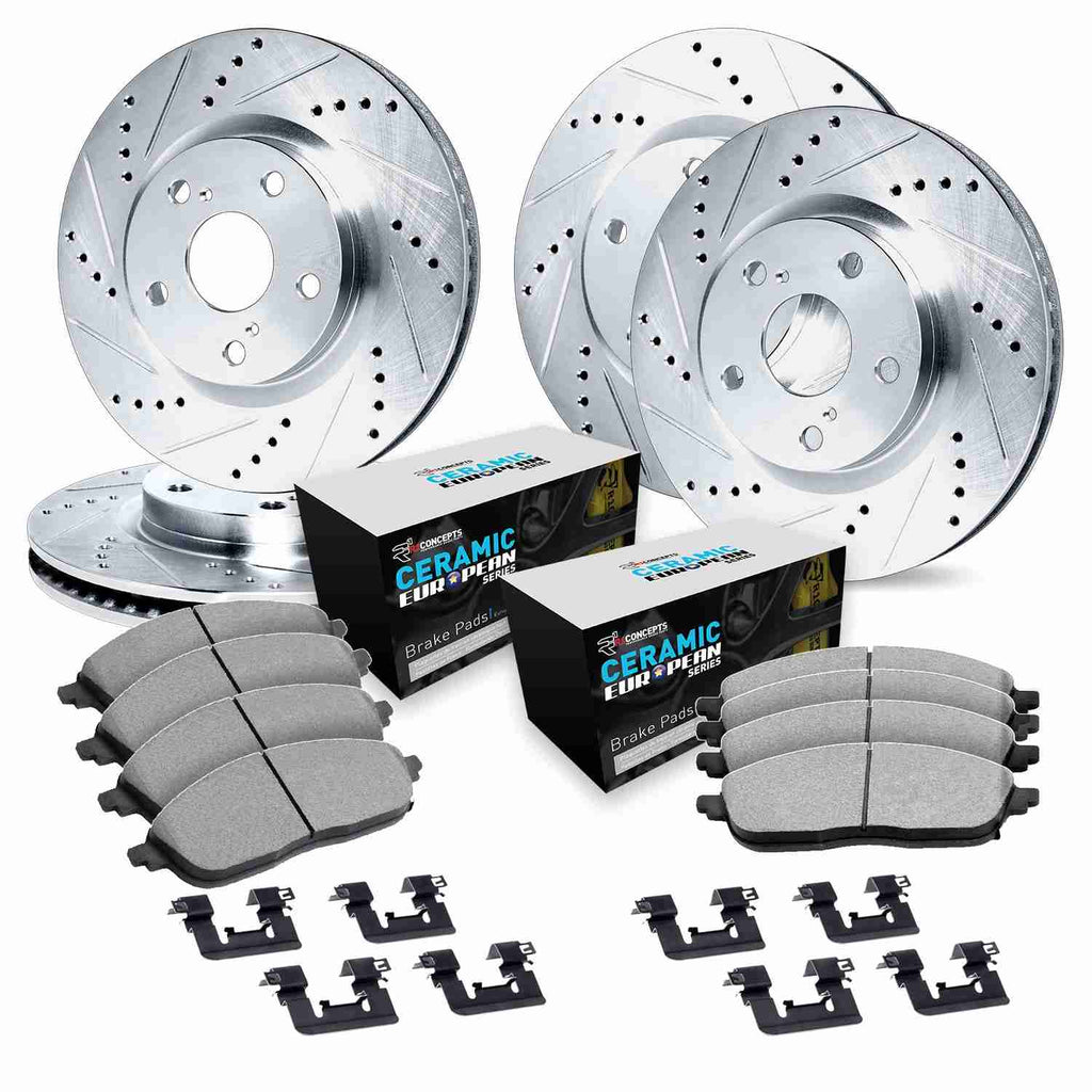 R1 Concepts 05-09 Land Rover LR3 Front & Rear Drill/Slot Silver Rotors ...