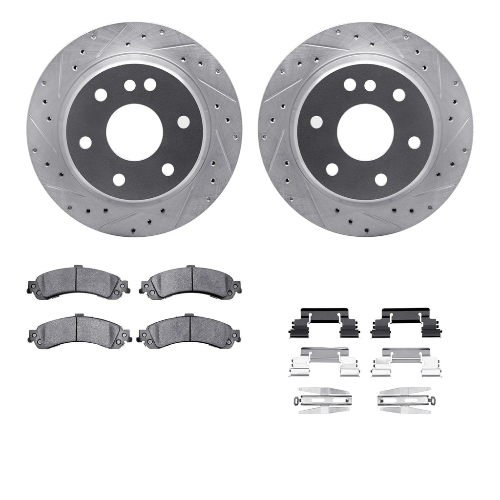 R1 Concepts 00-06 Cadillac Escalade Rear Drill/Slot Silver Rotors w ...