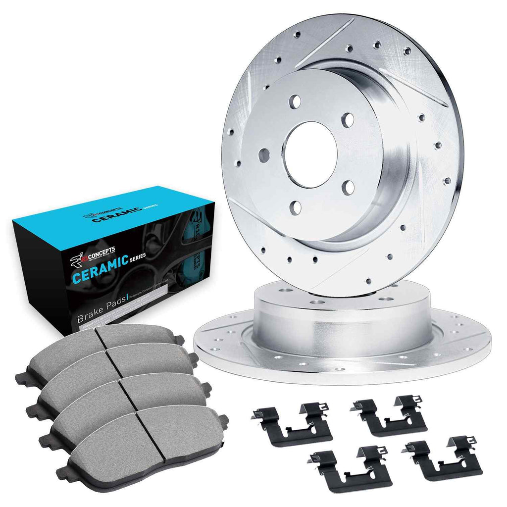 R1 Concepts 16-23 Mazda CX-9 Rear Drilled & Slotted Silver Brake Rotor ...