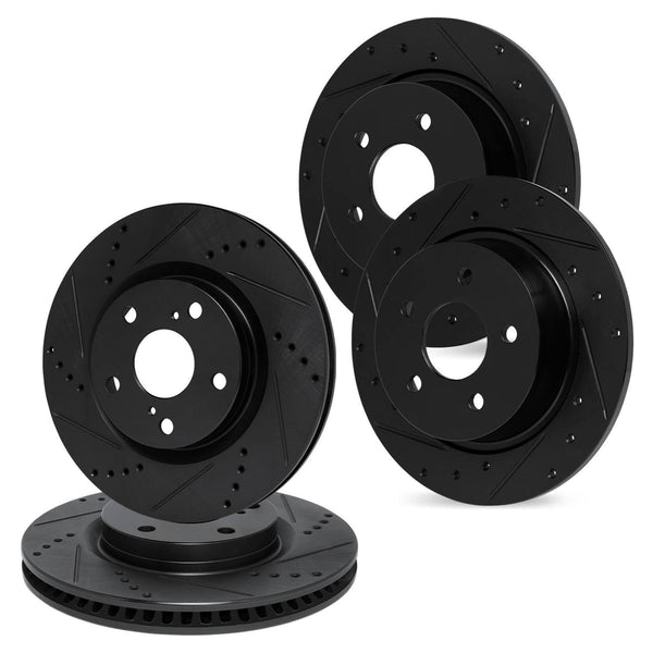 R1 Concepts 19-25 Toyota Corolla Front & Rear Drilled & Slotted Black ...