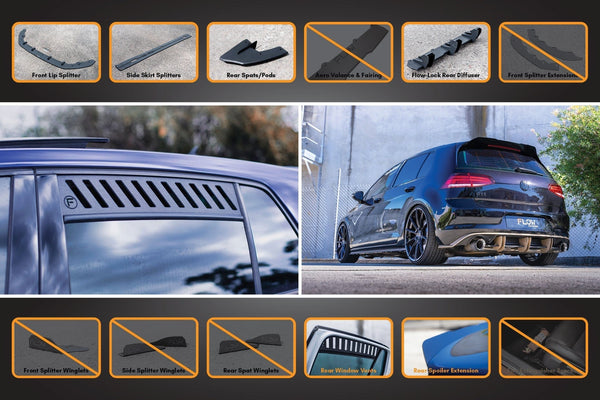 Flow Designs Mk7.5 Golf R Full Lip Splitter Set with Flow-Lock Rear ...