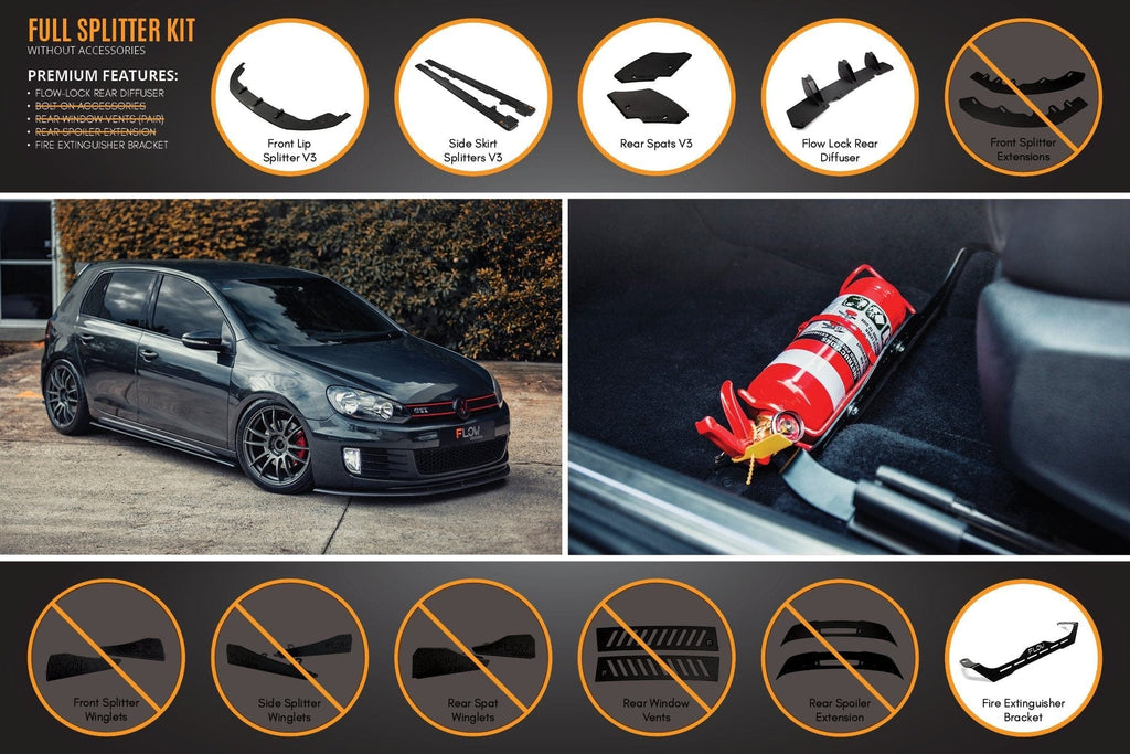Flow Designs MK6 Golf GTI Full Lip Splitter Set | GLMK6GTIPK0 – UroTuning