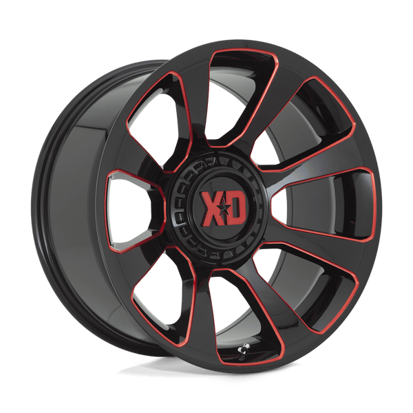 XD Wheels 20" 5x127/5x139.7 Gloss Black Milled With Red Tint ...