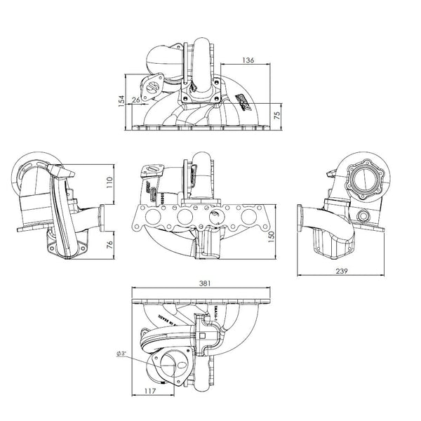 SPA Performance T3 Twin Scroll Top Mount Turbo Manifold (TMA16 Evoluti ...