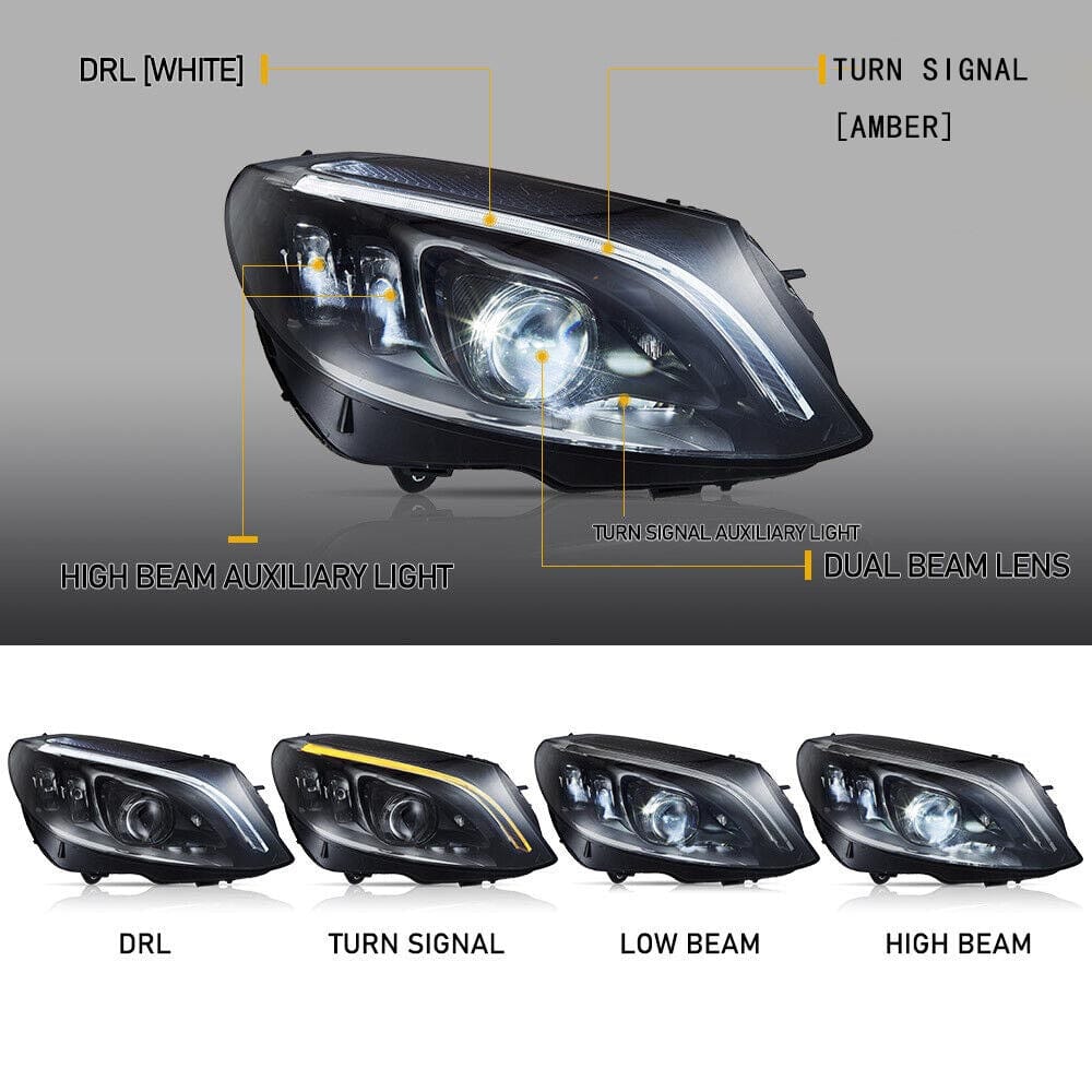 VLAND LED Projector Headlights - Mercedes W205 C-Class | YAA-BCC-0365A ...