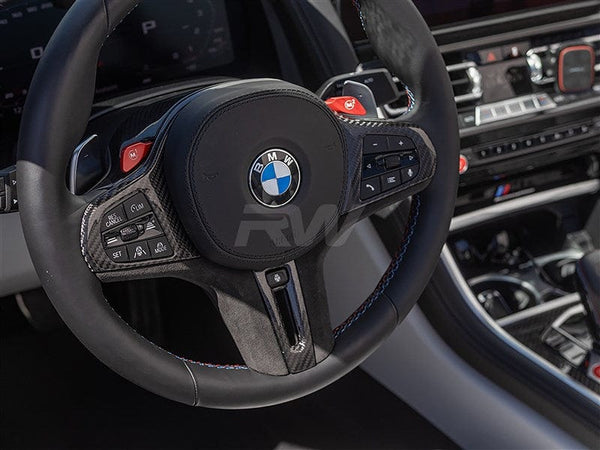 RW Carbon BMW 8 Series M8 Carbon Fiber Alcantara Steering Wheel Trim ...