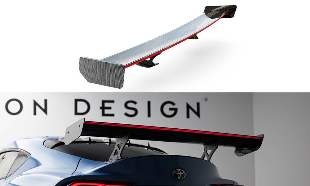 Maxton Design Carbon Spoiler With External Brackets Uprights + LED ...