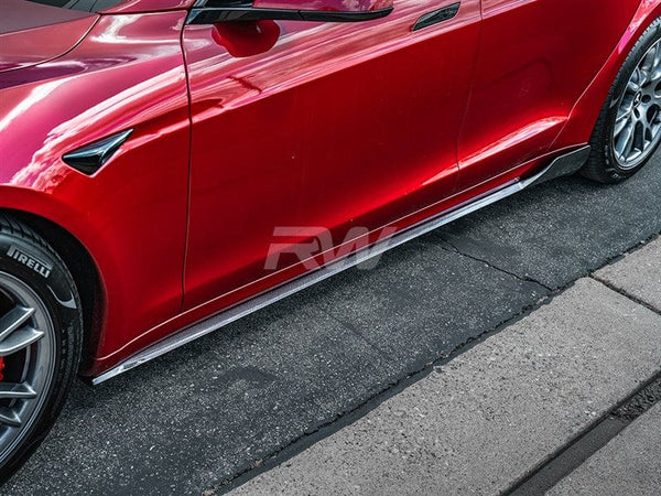 RW Carbon Tesla Model S / Plaid Carbon Fiber Side Skirt Extensions ...