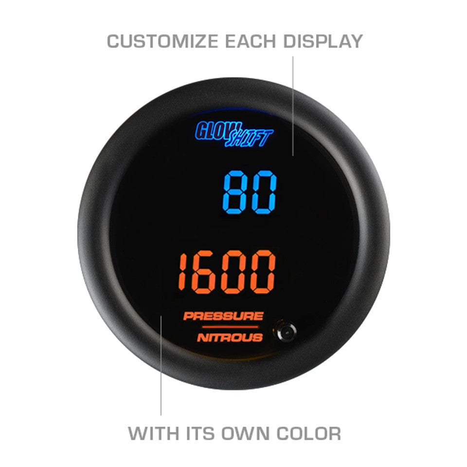 GlowShift Gauges 10 Color Digital Dual Pressure & Nitrous Pressure ...