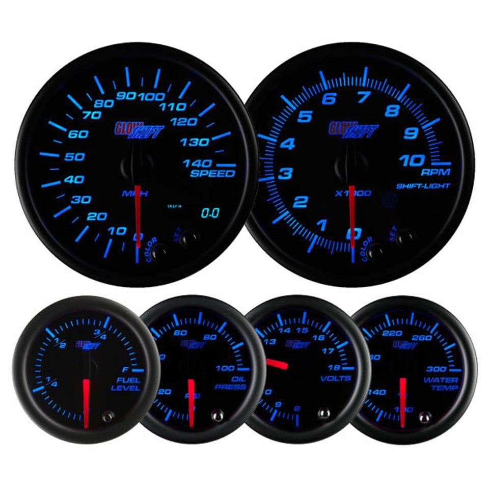 GlowShift Gauges Black 7 Color Custom Dashboard Gauge Set | GS-C7-6G-1 ...
