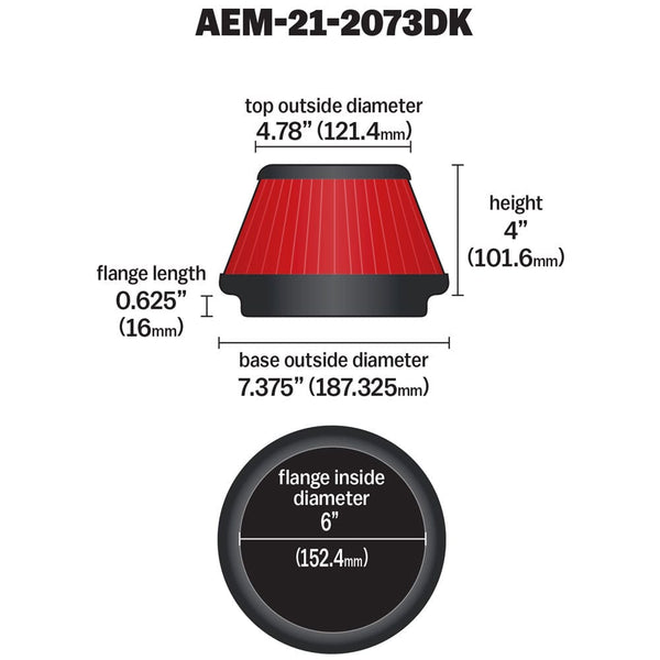 AEM 5 inch x 5 inch DryFlow Air Filter | 21-2073DK – UroTuning
