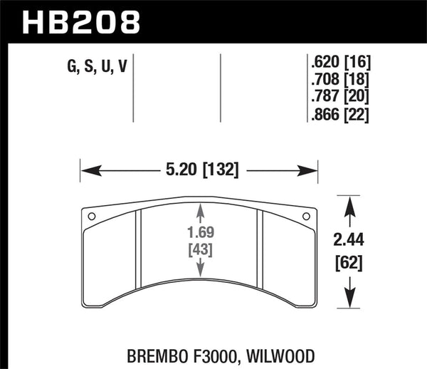Hawk Brembo F3000/Wildwood HT-10 Race Rear Brake Pads | HB208S.708 ...