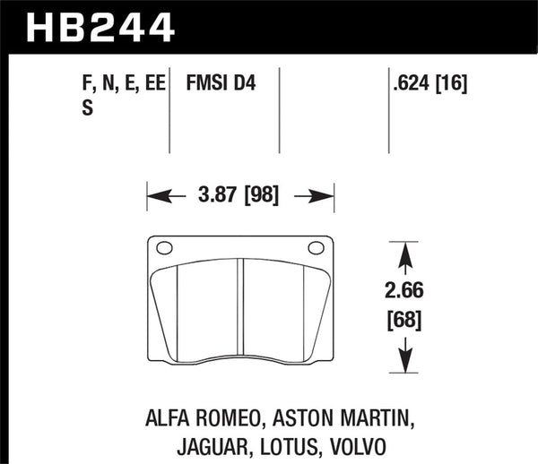 Hawk 72-74 Jaguar XJ12 / 72-75 XJ6 HT-10 Race Front Brake Pads | HB244S ...
