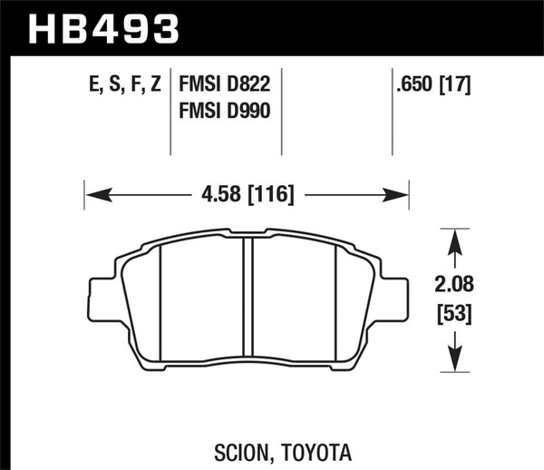 Hawk 04-07 xA/xB / 2000 MR2 Spyder D990 HPS Street Front Brake Pads ...