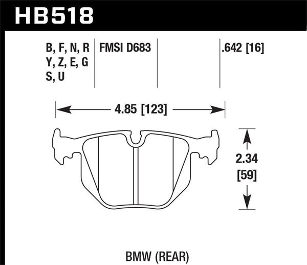 Hawk 01-05 BMW 330Ci 3.0L Base Rear ER-1 Brake Pads | HB518D.642 ...