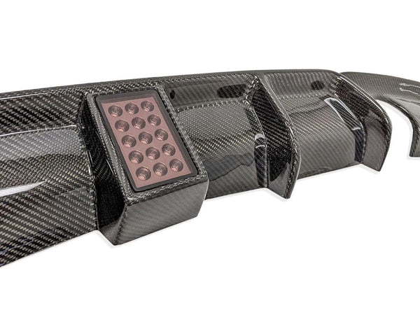 PhaseCarbon Carbon Fiber Rear Diffuser w/ LED Light (M Perf Style ...